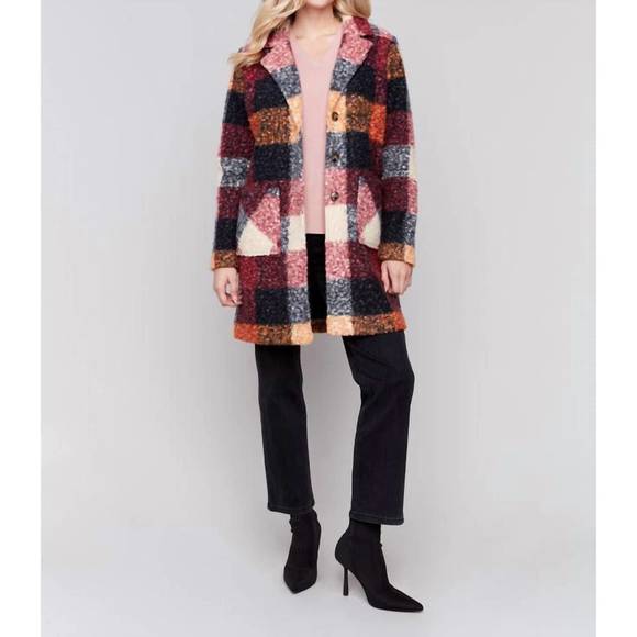 CHARLIE B | Jackets & Coats | New Charlie B Boucle Plaid Knit Coat In ...